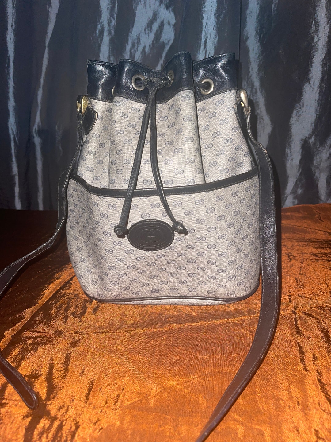 Vintage Gucci Drawstring Bag Navy Blue - Etsy