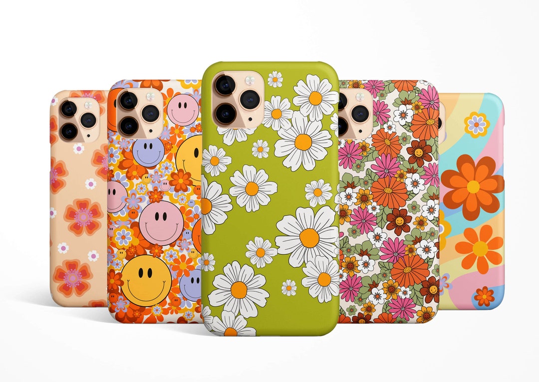 Retro Floral 70s Groovy Phone Case iPhone 16e 15 14 13 12 11 Samsung ...