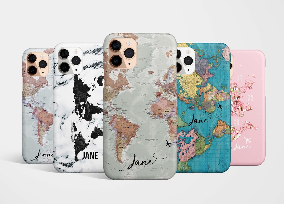 Custom Name Map Phone Case iPhone 17e 17 16e 16 15 14 13 12 Magsafe ...