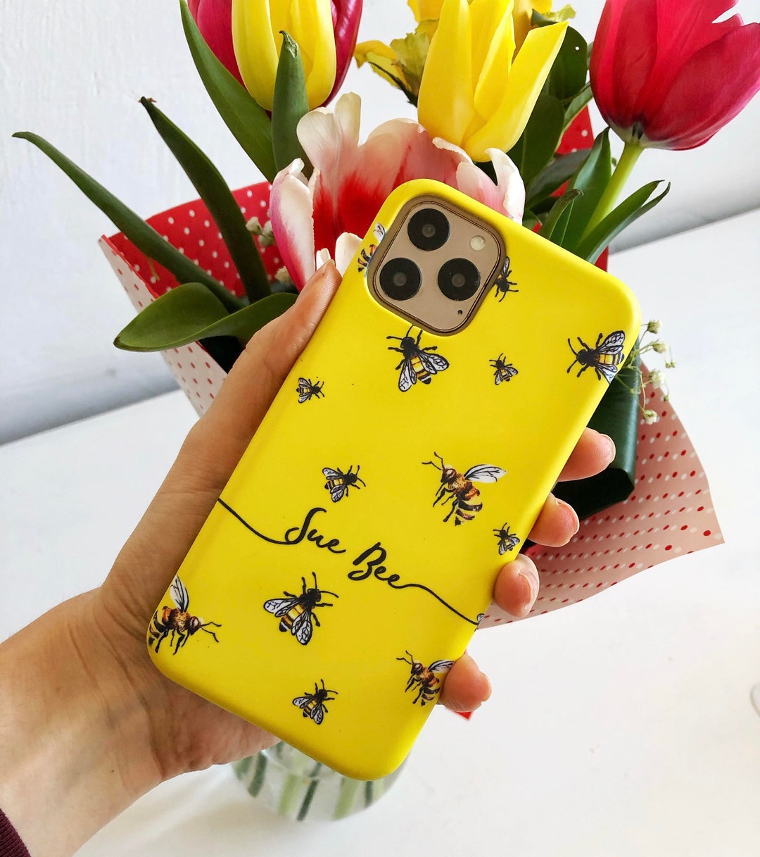 Custom Name Bee Phone Case for iPhone 16e 16 15 14 13 12 11 Samsung S25 ...