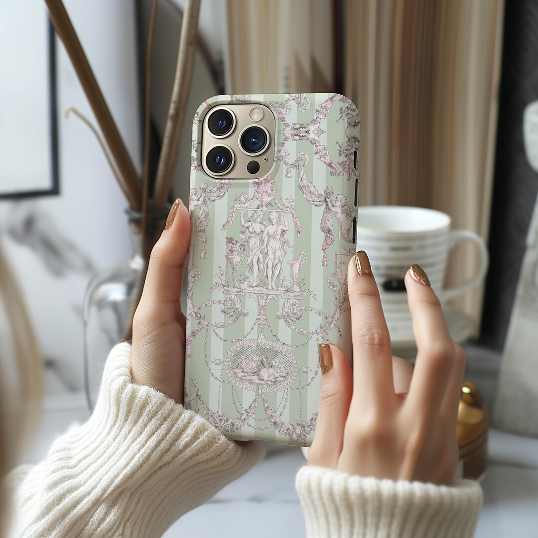Green Toile Phone Case iPhone 17 16e 16 15 14 13 12 11 Magsafe Samsung ...