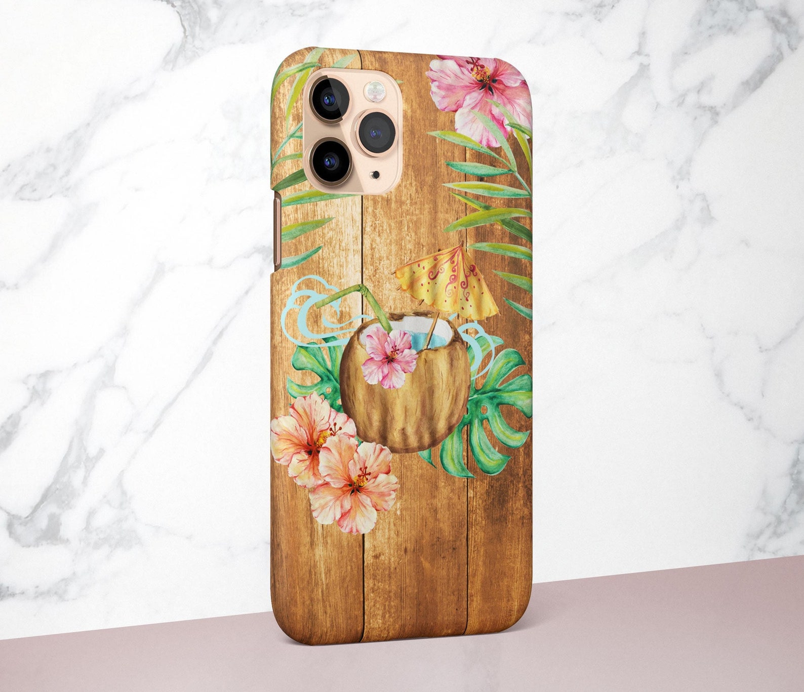 Coconut Cocktail Wood Texture Phone Case Available for Iphone | Etsy