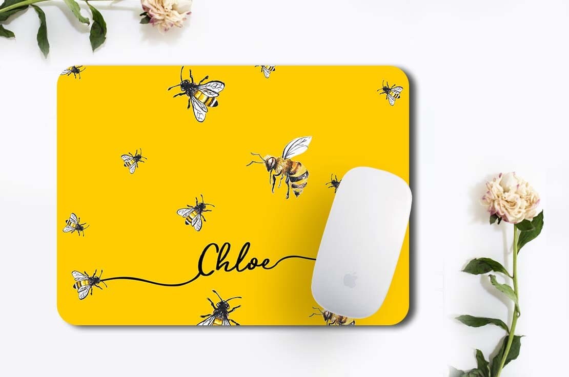 Personalised Bee Mouse Pad Pattern Office Gift Mouse Mat Mouse | Etsy