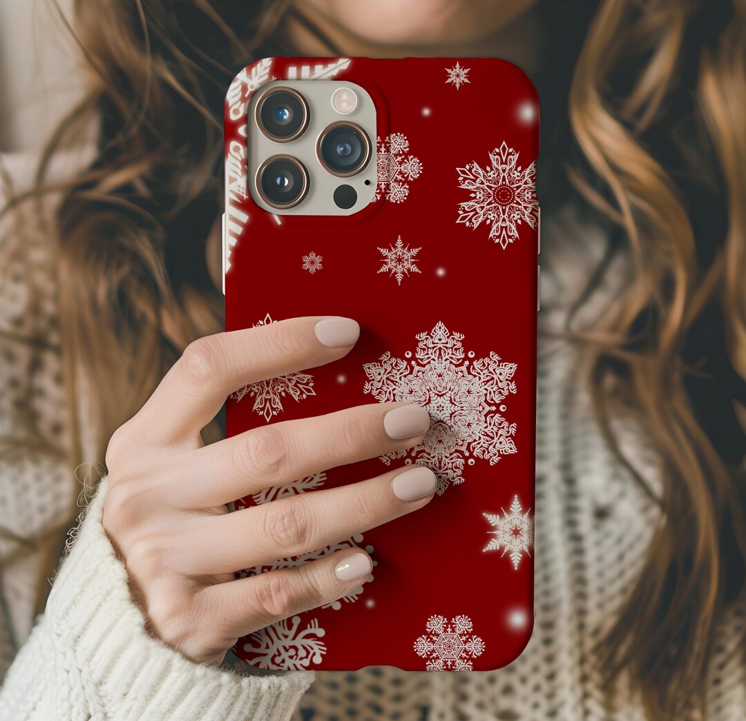 Snowflake Red Phone Case for iPhone 16 15 14 13 12 11 XR 8 Samsung ...