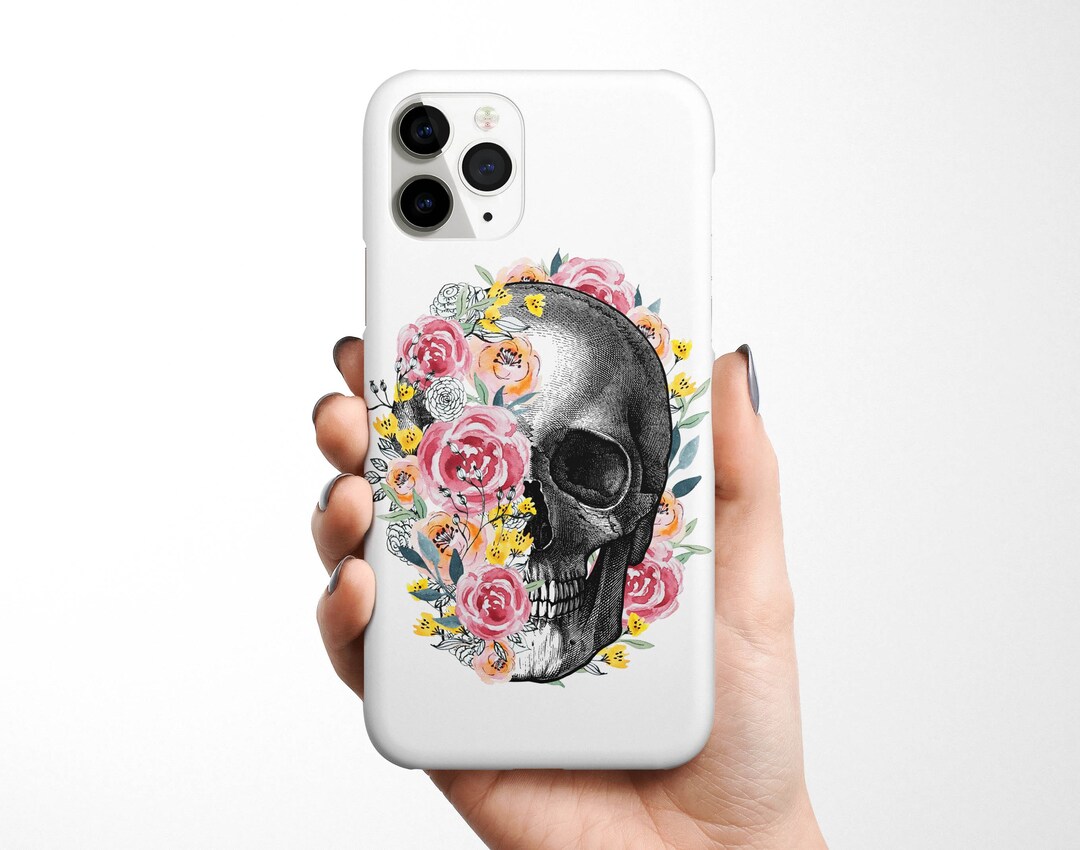 Floral Skull Phone Case for iPhone 15 14 Pro Max 13 12 11 Samsung ...