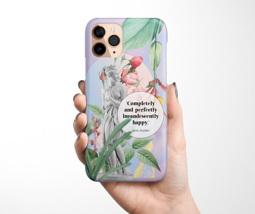 Perfectly Happy Jane Austen Quote Phone Case for iPhone 17e 17 16e 16 ...