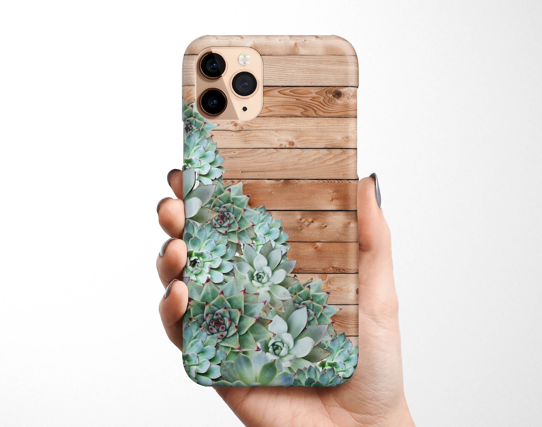 Succulent Wood Texture Phone Case for iPhone 15, 14 Pro Max 13 12 Mini ...
