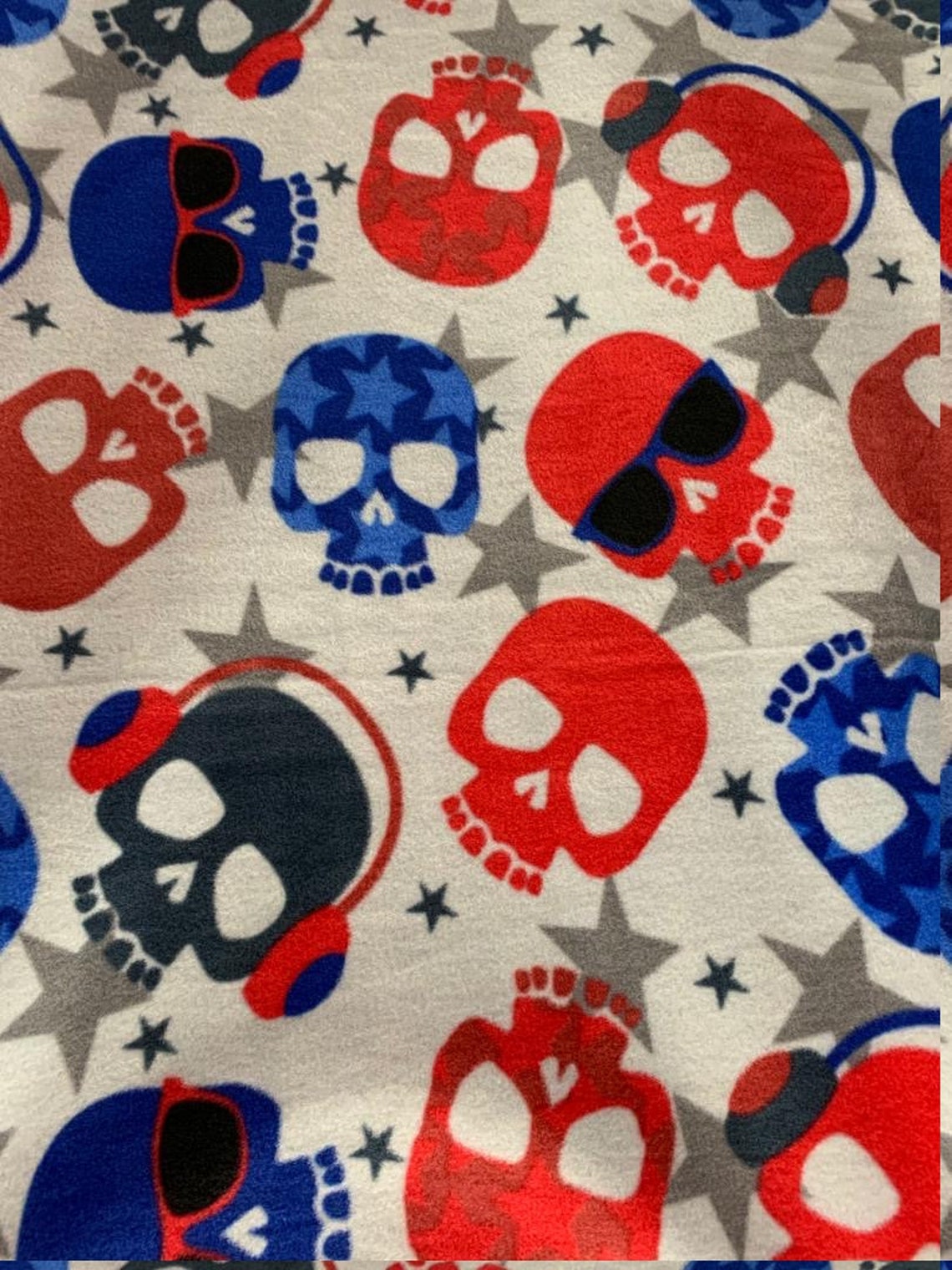 Skull Fleece Fabricblue and White Skeleton Fleece Sold by | Etsy