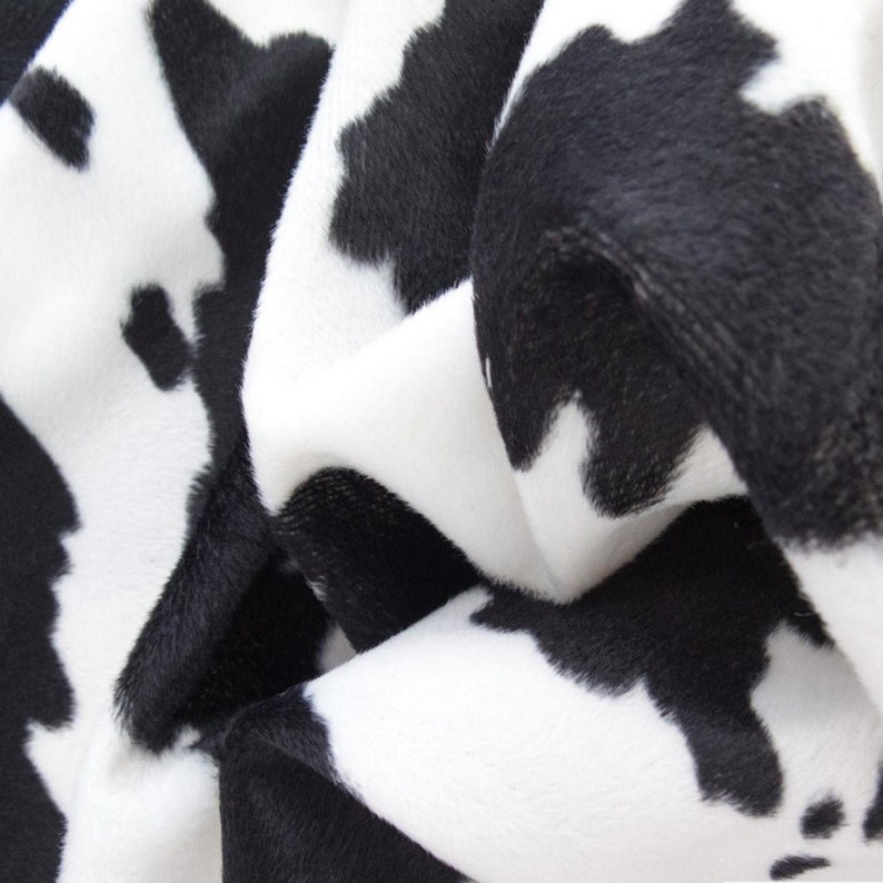 Cow Print Velboa Fabric With Wave Soft Low Pile Faux Fur - Etsy
