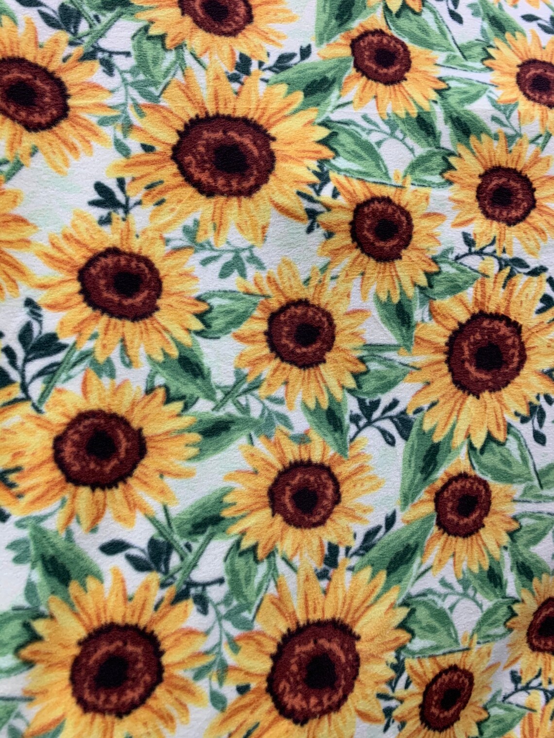Sunflower Fleece Fabric/bright Sunflowers Allover Fleece Fabric/sold by ...