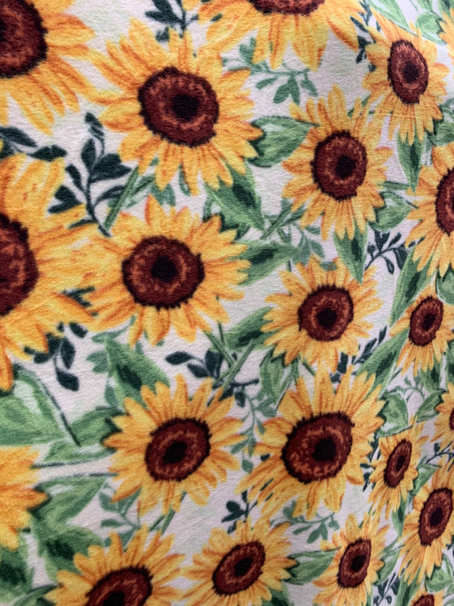 Sunflower Fleece Fabric/bright Sunflowers Allover Fleece Fabric/sold by ...