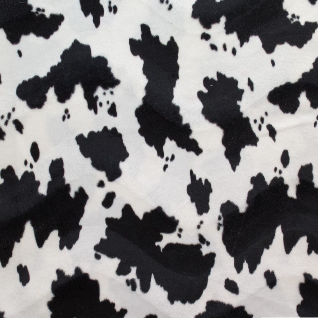 Cow Print Velboa Fabric With Wave, Soft Low Pile, Faux Fur Fabric ...
