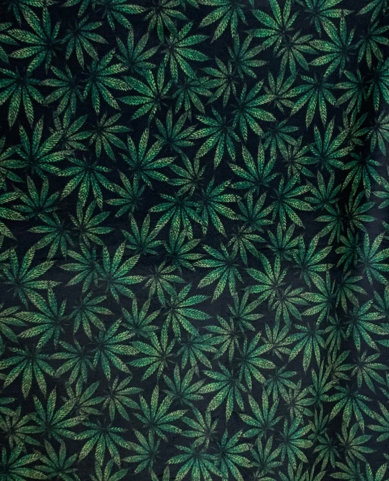 Shades of Green Cannabis Leaf Fleece Fabric / Marijuana Fabric / Anti ...