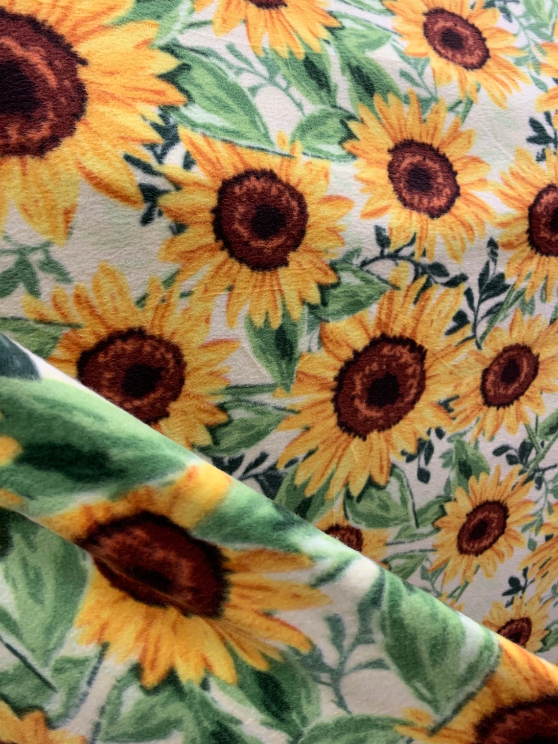 Sunflower Fleece Fabric/bright Sunflowers Allover Fleece Fabric/sold by ...