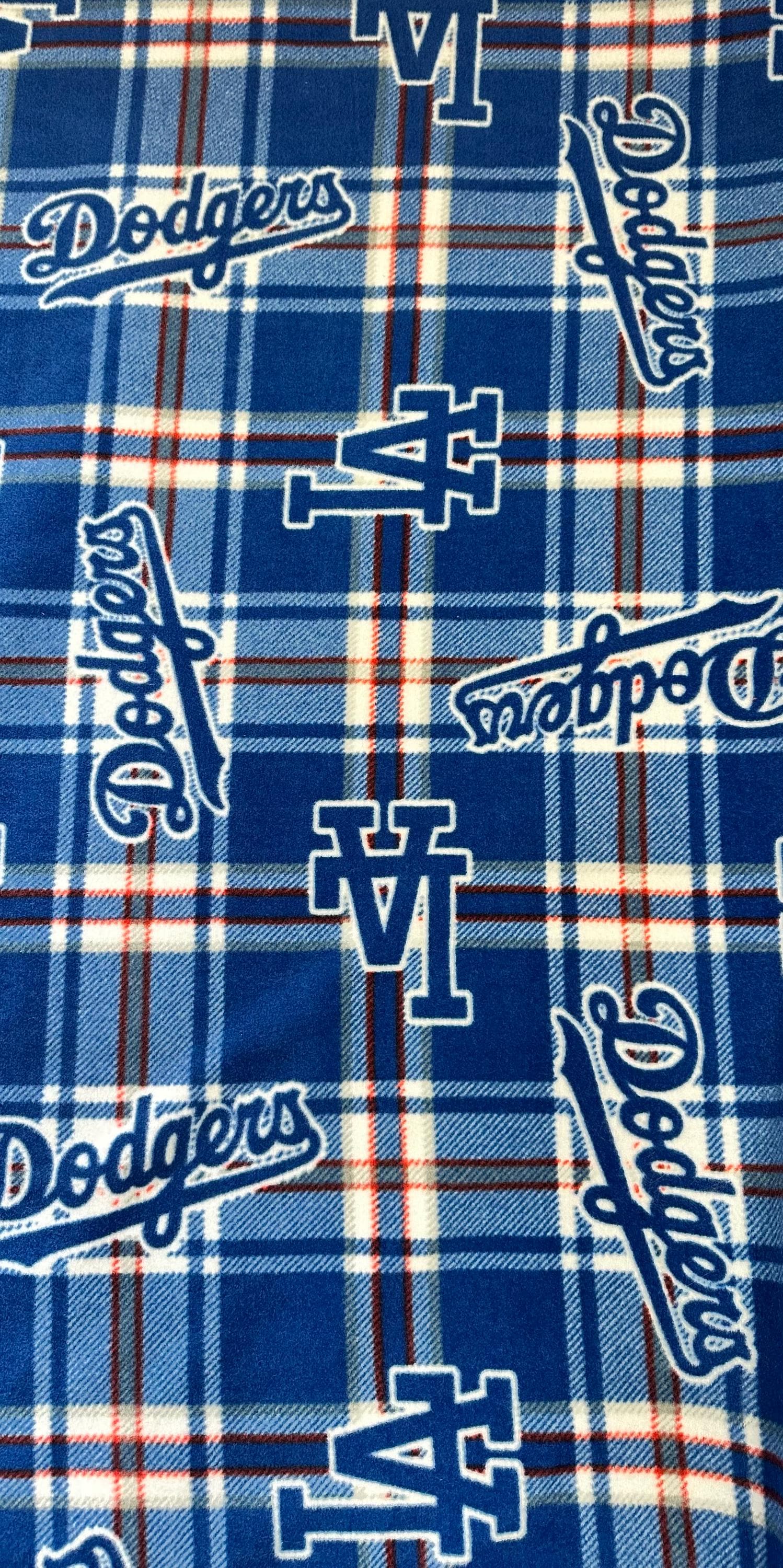 Dodgers Fleece Fabric Yard, LA Baseball Blanket Fabric, Plaid & Checker ...