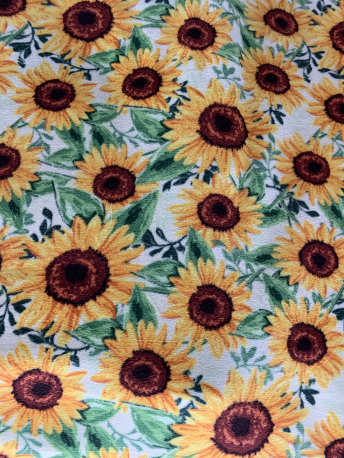 Sunflower Fleece Fabric/bright Sunflowers Allover Fleece Fabric/sold by ...
