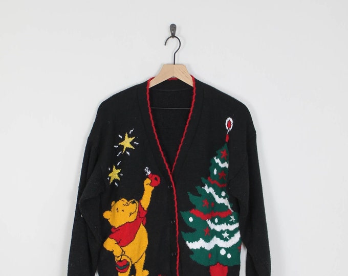 Vintage Winnie the Pooh Ugly Christmas Cardigan Sweater, Size Large, Ugly Christmas, Ugly ...