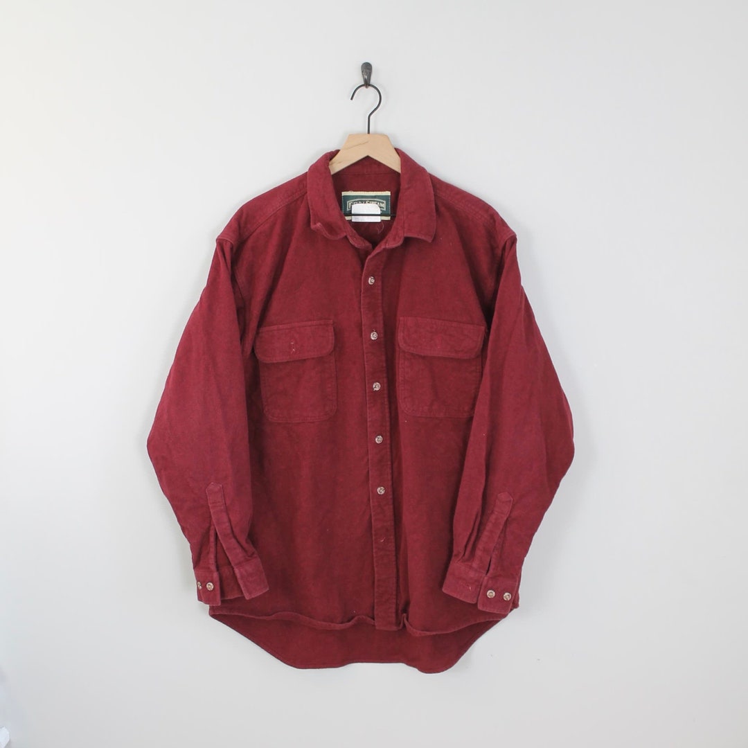 Vintage 90s Field & Stream, Maroon Chamois Shirt, Size XL, Vintage ...