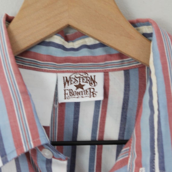 Vintage Red and Blue Western Frontier, Striped Snap B… - Gem