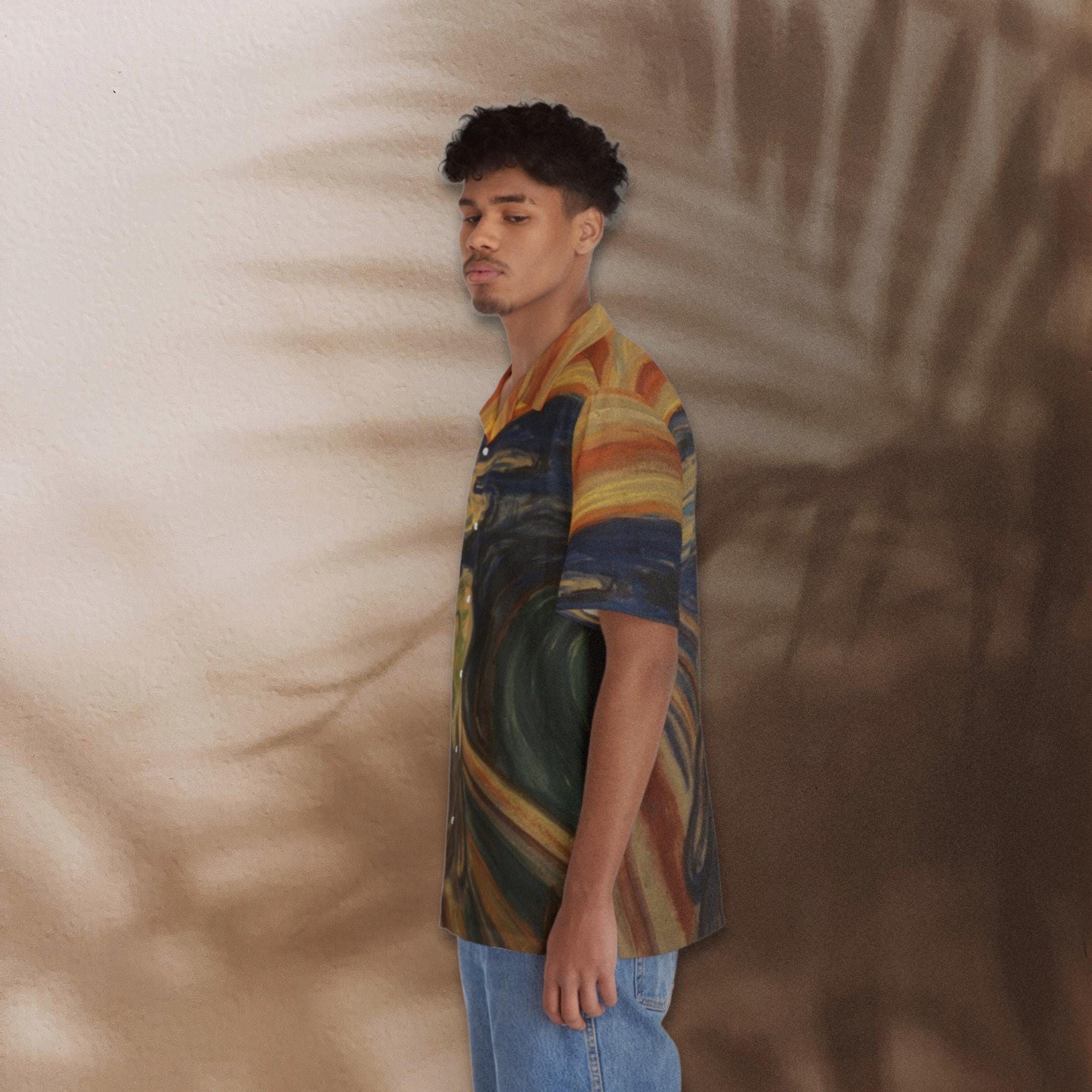 Men's Hawaiian Shirt Featuring "the Scream" Painting by Edvard Munch ...