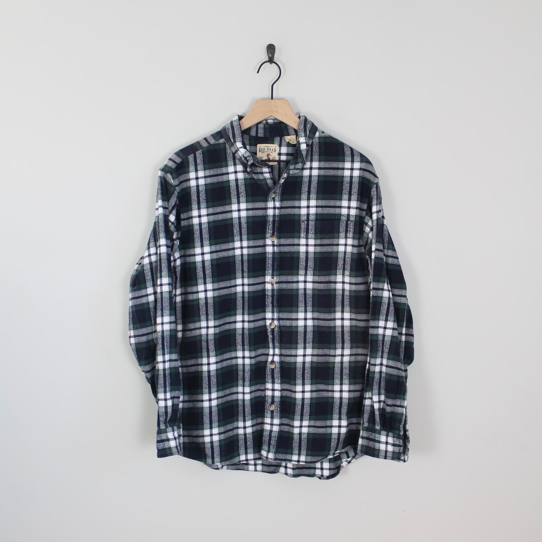Vintage White and Blue, Red Head Brand Flannel, Size Large, Utility ...