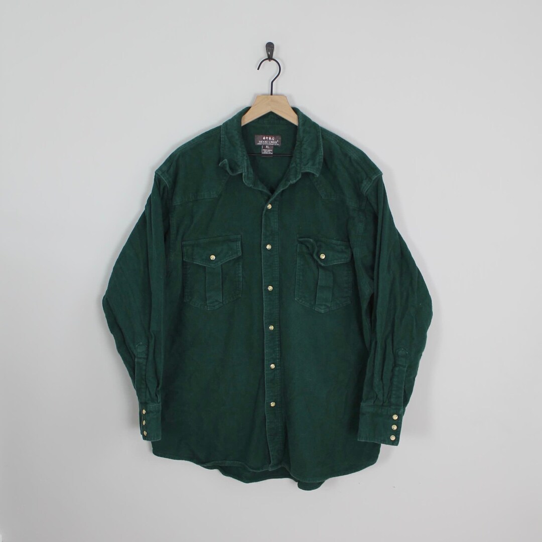 Vintage 90s Green Moose Creek Snap Button Chamois Shirt Size - Etsy