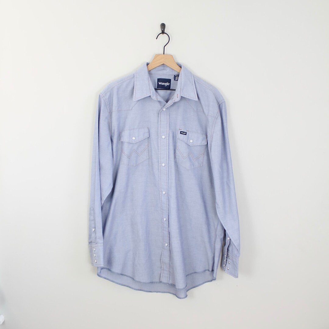 Vintage 90s Wrangler Western Wear, Snap Button Western Shirt, Size XLT ...