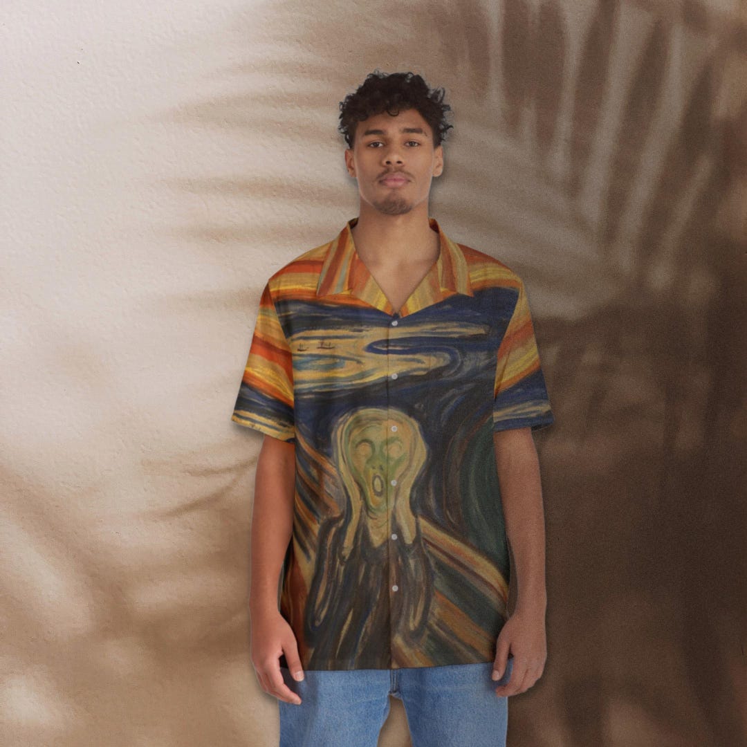Men's Hawaiian Shirt Featuring "the Scream" Painting by Edvard Munch ...