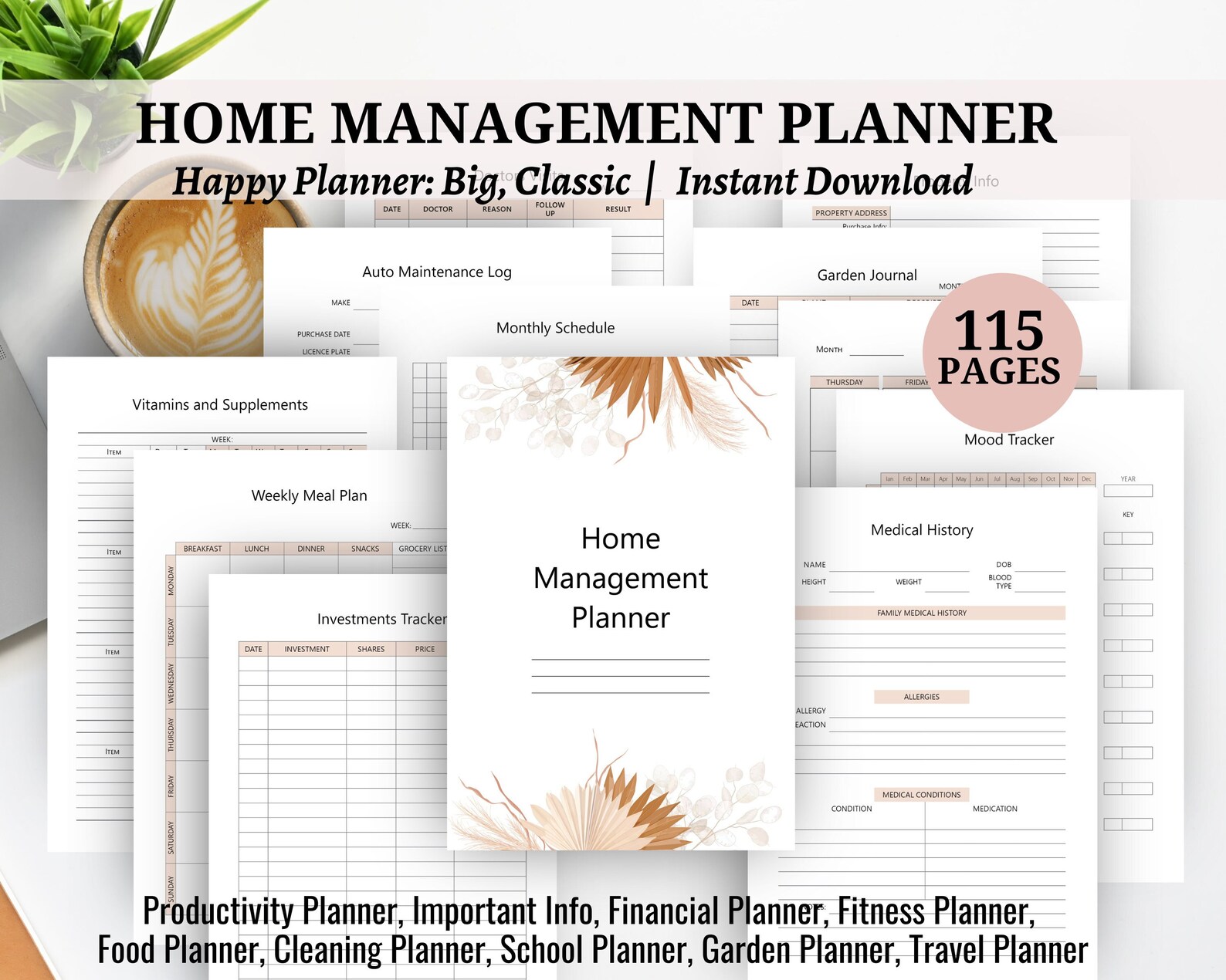 Home Management Printable Planner Productivity Planner for - Etsy