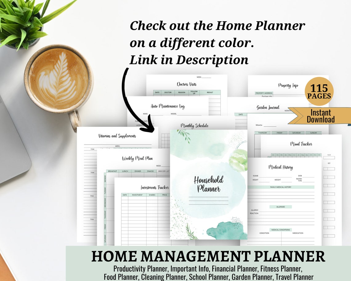 Home Management Printable Planner Productivity Planner for - Etsy