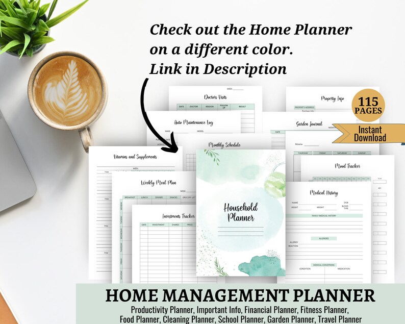 Home Management Printable Planner Productivity Planner for - Etsy