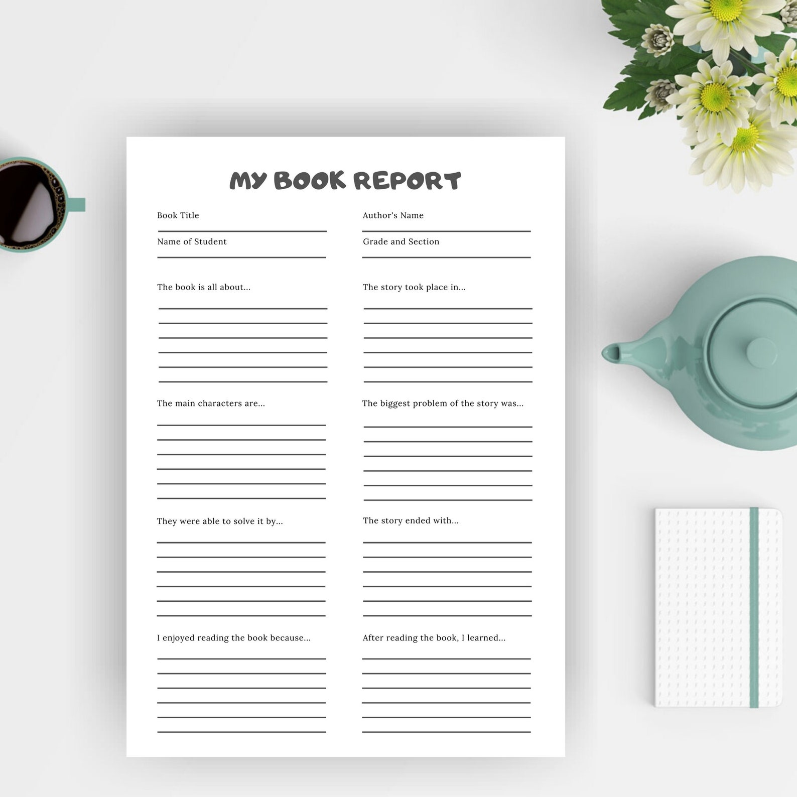 Printable Book Report Book Report Worksheet Printable | Etsy