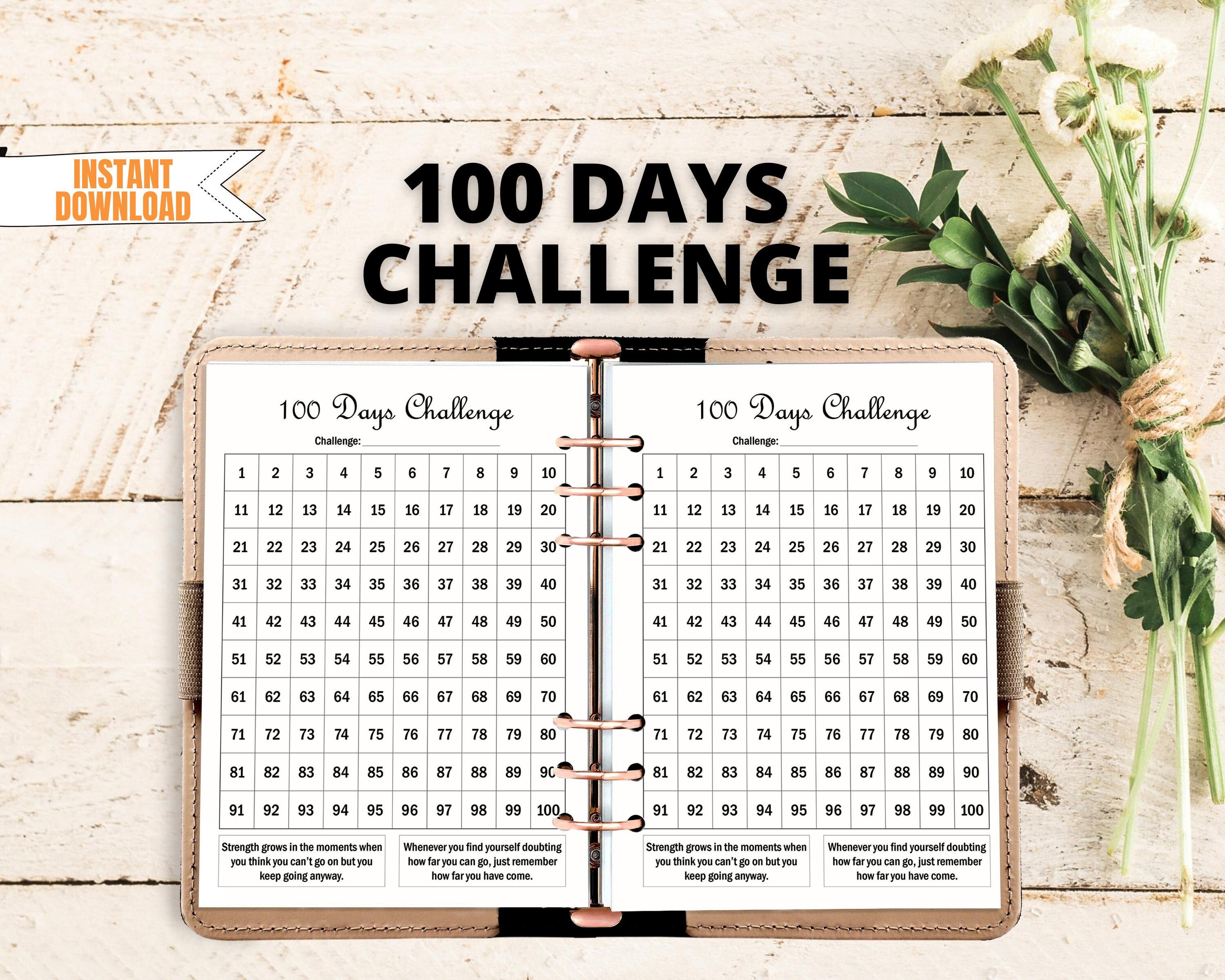 100 Days Challenge Tracker 100 Day Project worksheet | Etsy