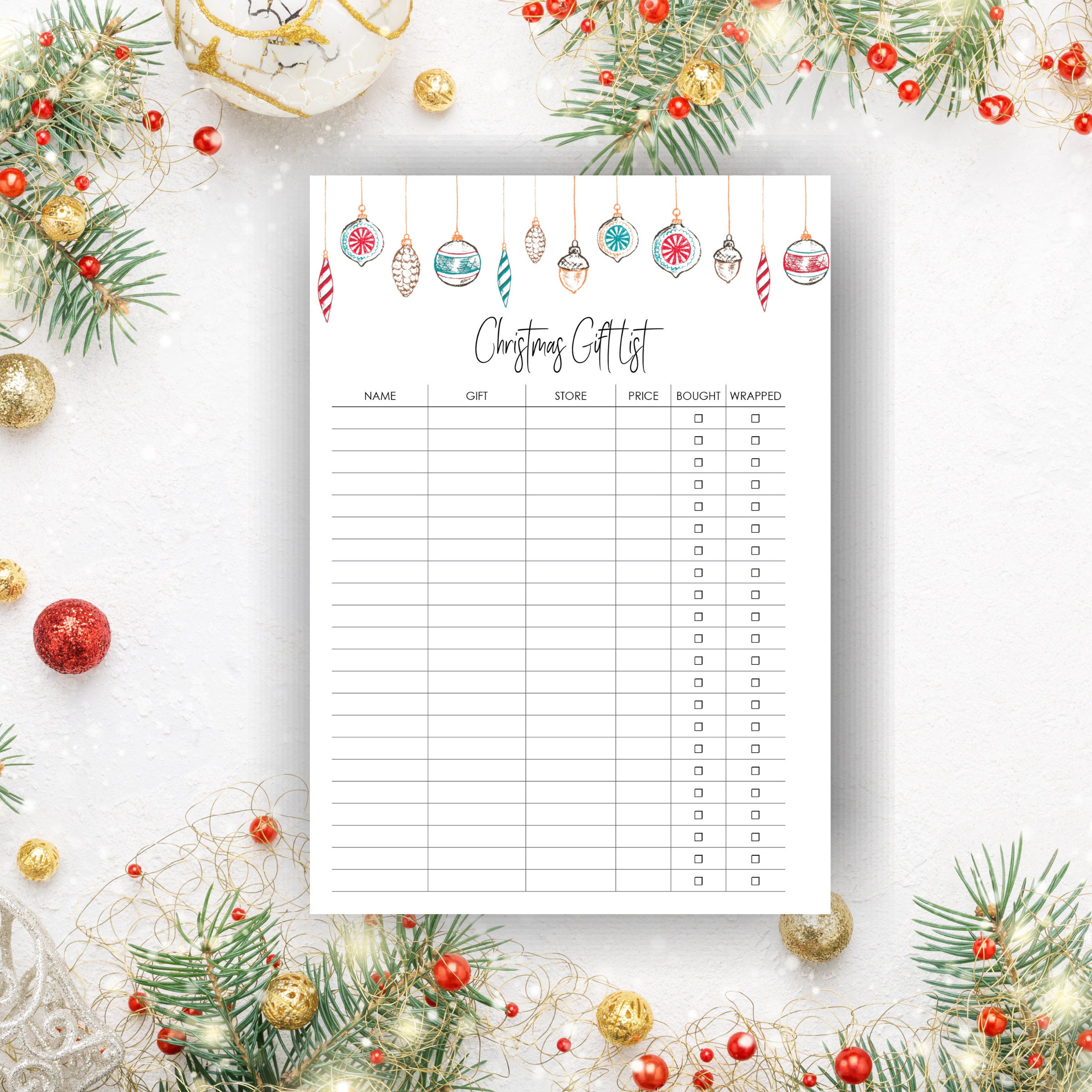 Printable Gift Tracker , Christmas Wishlist Holiday Presents Tracker ...