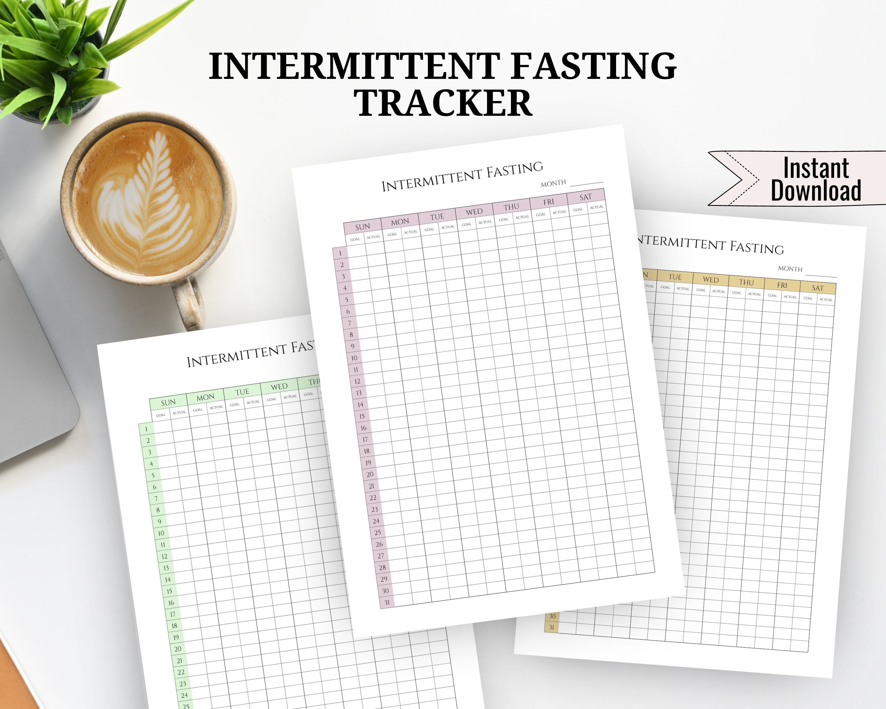 Printable Intermittent Fasting Tracker, Health Planner, Eating Tracker ...