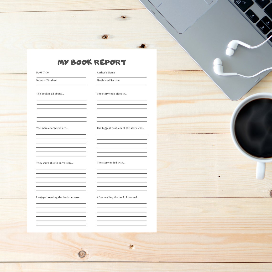 Printable Book Report Book Report Worksheet Printable | Etsy