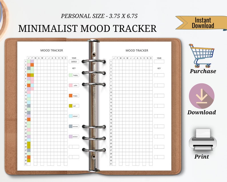 Mood Tracker Printable Mood Tracker Personal Planner - Etsy