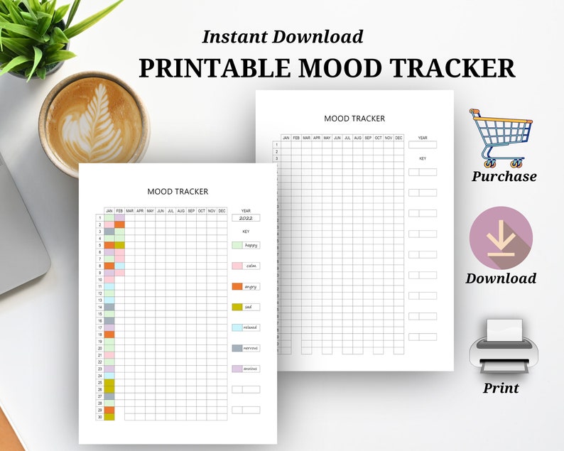 Minimalist Mood Tracker Mood Planner Mambi Classic HP Big - Etsy