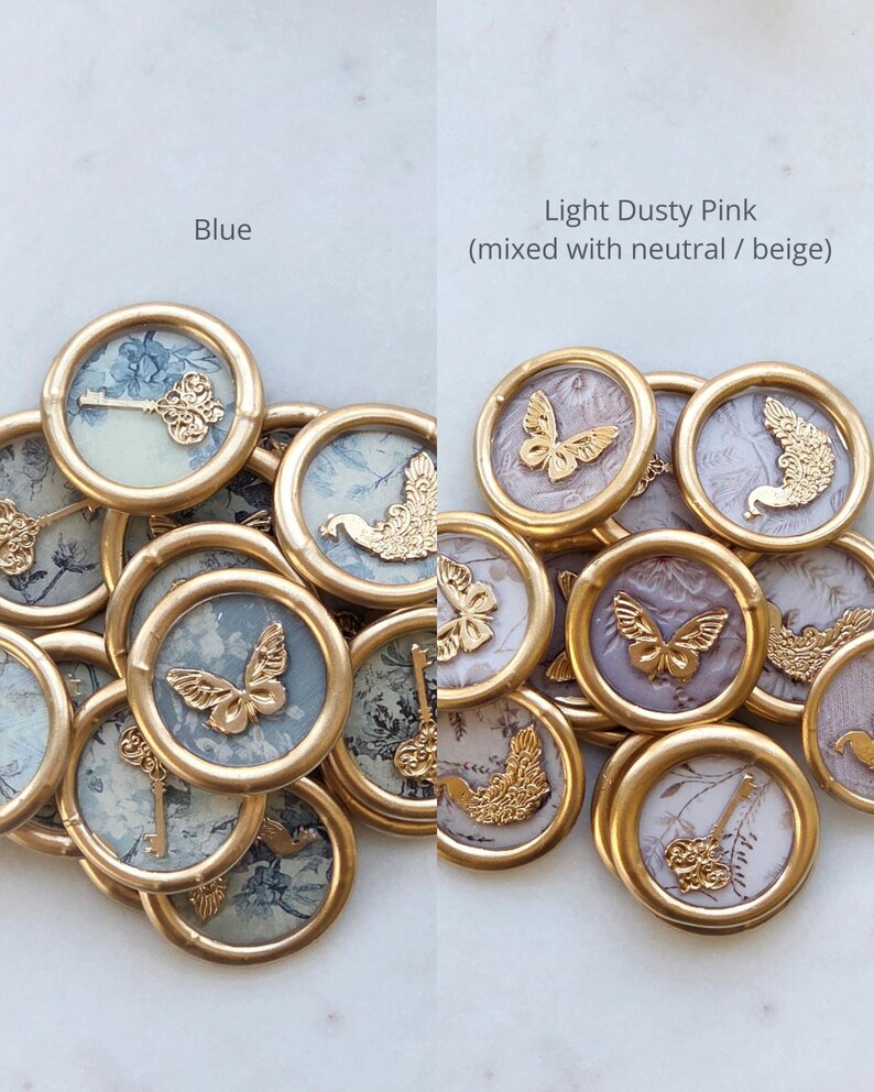 Set of 9 | Golden Butterfly, Key, Peacock Design Wax Seal Sticker ...