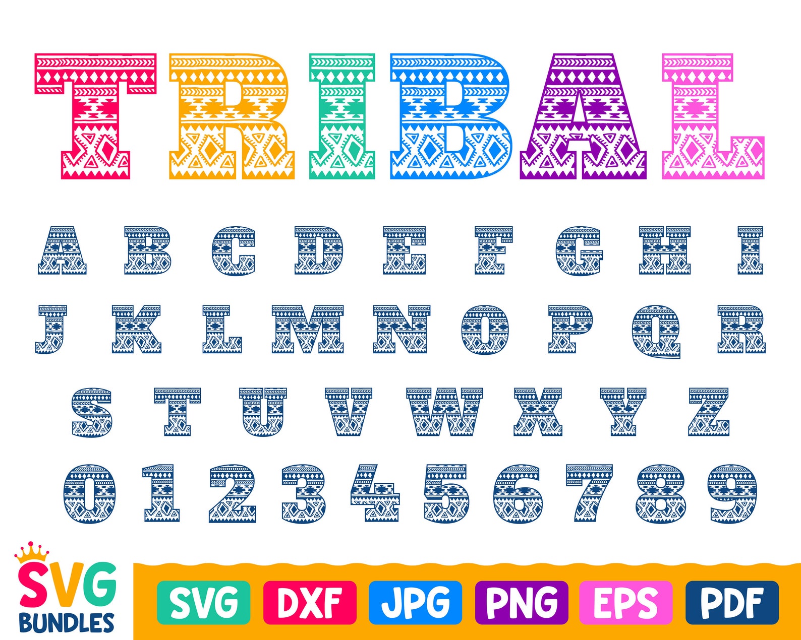 Tribal Font Svg Ethnic Letters Svg Patterned Alphabet Svg | Etsy