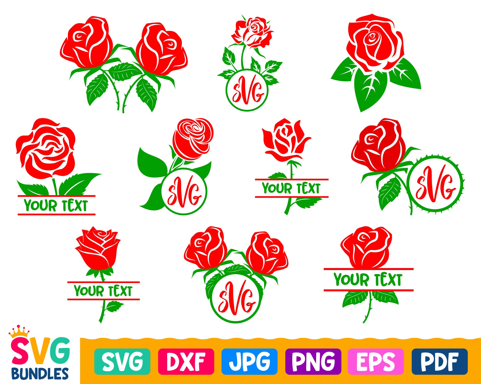 Rose Monogram Svg Rose Svg Rose Initial Frame Svg Flower Etsy