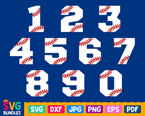 Baseball Numbers SVG Softball Numbers SVG Cut Files White | Etsy
