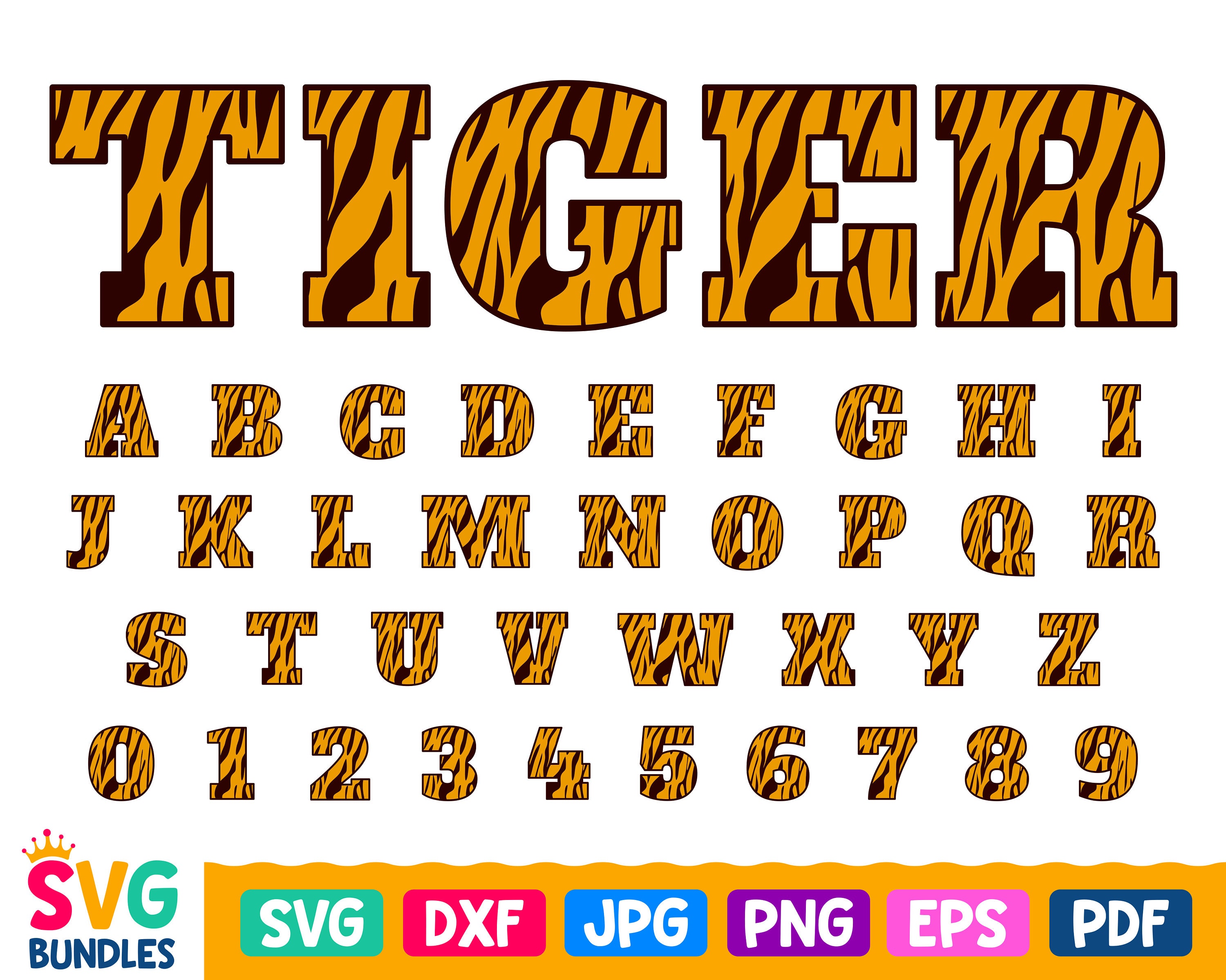 Tiger Font Svg Animal Patterned A-Z Letters0-9 Numbers | Etsy