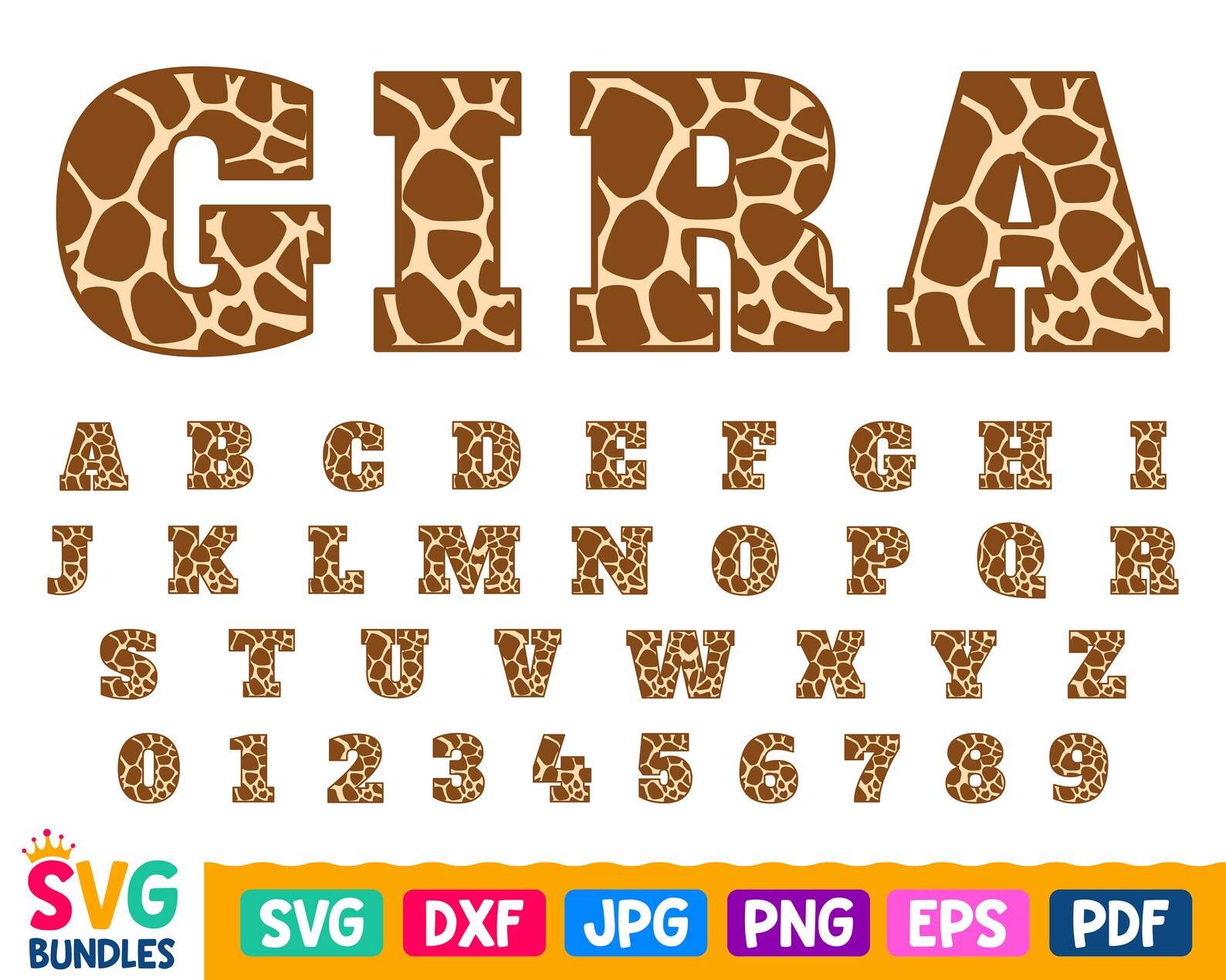 Giraffe Font Svg African Animal Alphabet Svg Letters A-Z & | Etsy