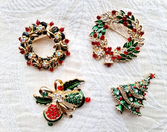 Vintage Rhinestone Christmas Candle Pin Vintage Christmas Brooch Etsy UK