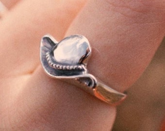 Silver Cowboy Hat Ring - Etsy