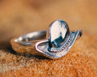 Silver Cowboy Hat Ring - Etsy