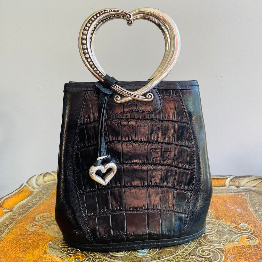 RARE Vintage Brighton Corazon Metal Heart Handle Hand Bag Genuine ...