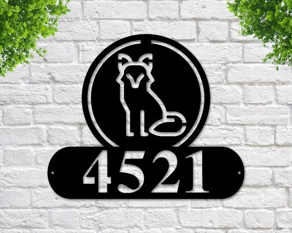 Wall Hangings Modern Industrial Address Large Fox Address Sign ...