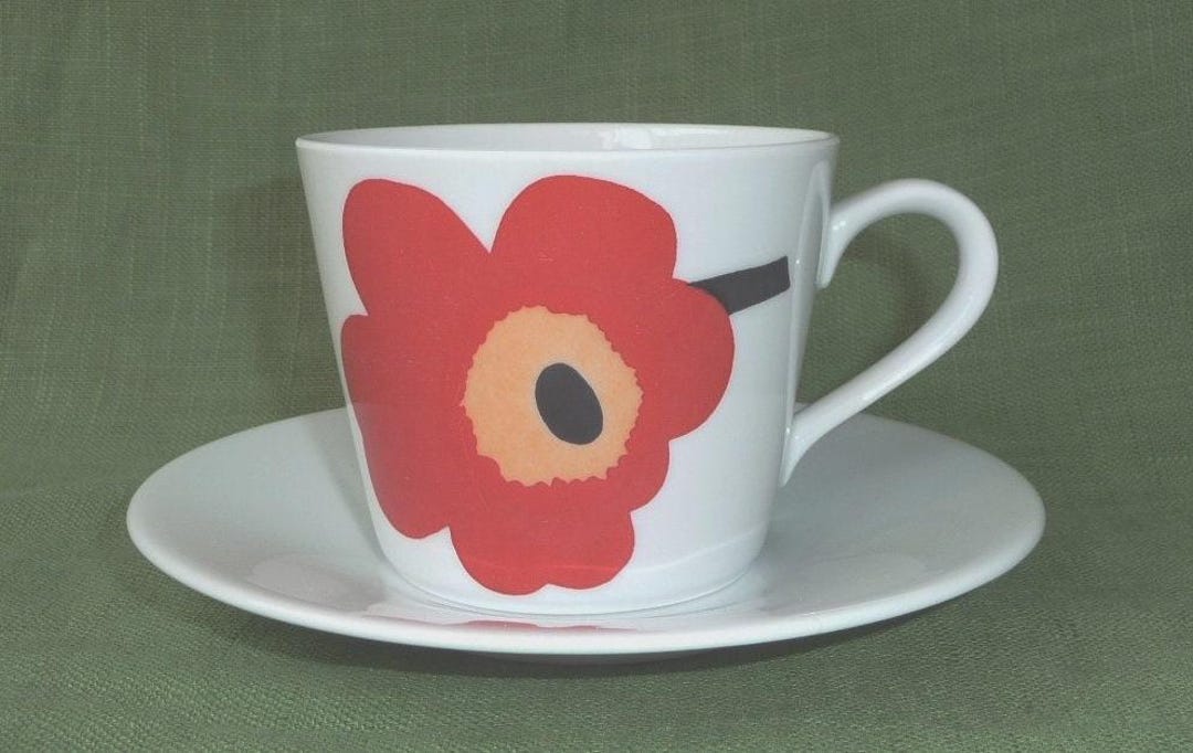 Marimekko Unikko ( Poppy ) Cup and Saucer Made in Finland Vintage - Etsy